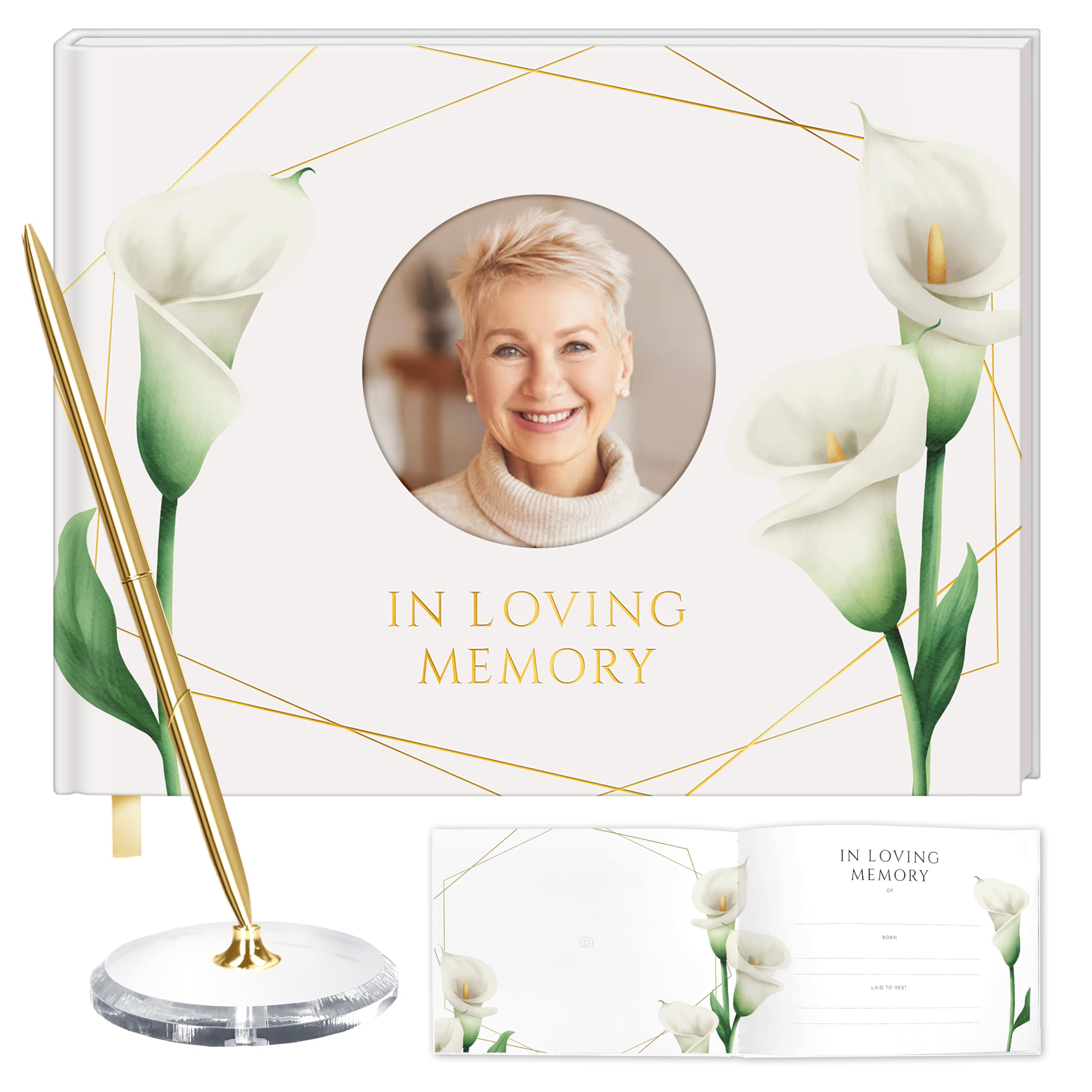 in Loving Memory Funeral Guestbook with Pen, Memorial Service Guest ...