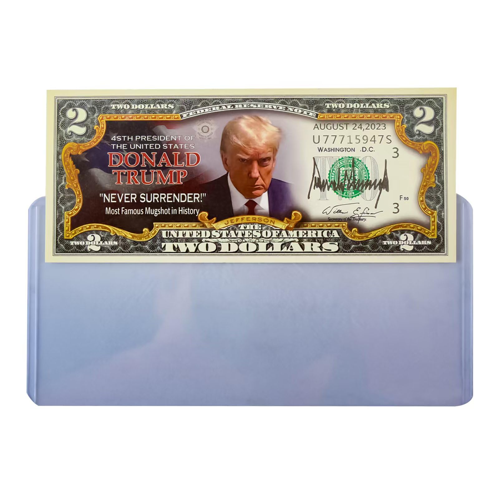 Mua Trump 2 Dollar Bill Donald Trump Never Surrender Colorized Mugshot ...