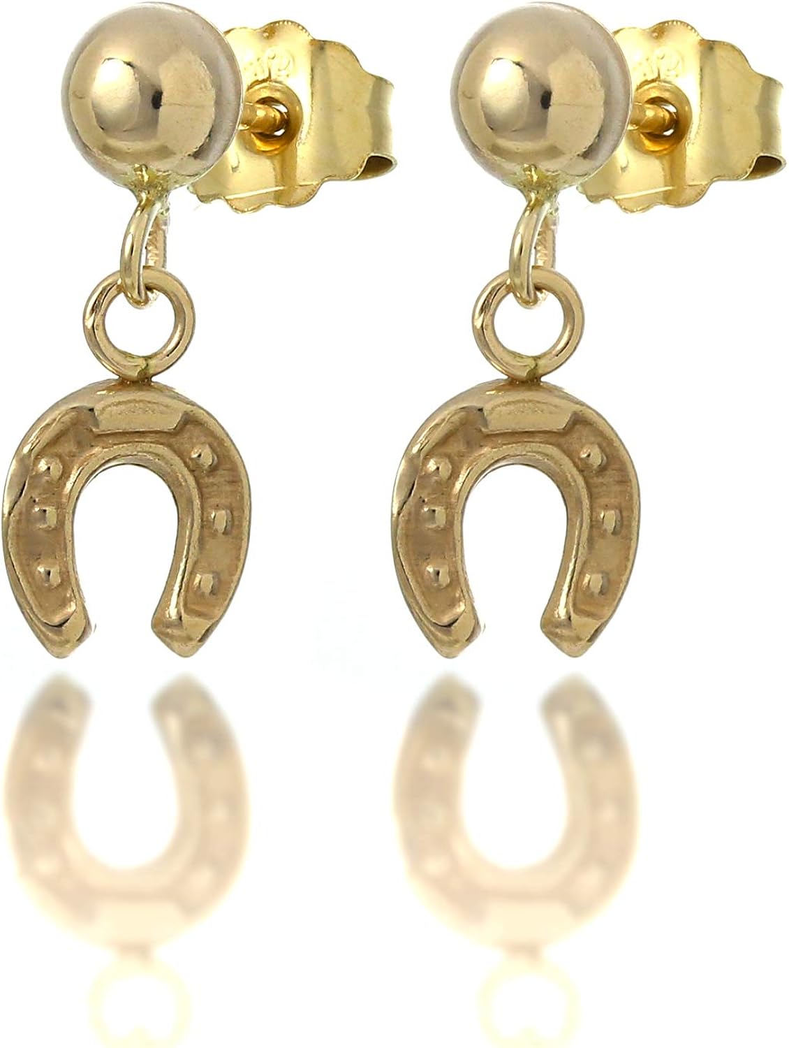9ct Gold Horse Shoe Drop Stud Earrings: Amazon.co.uk: Jewellery