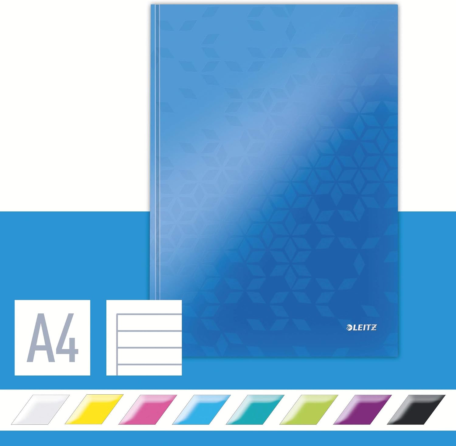 Leitz A4 Hard Cover Notebook, Blue (80 Sheets, Ruled, 90 gsm Ivory ...