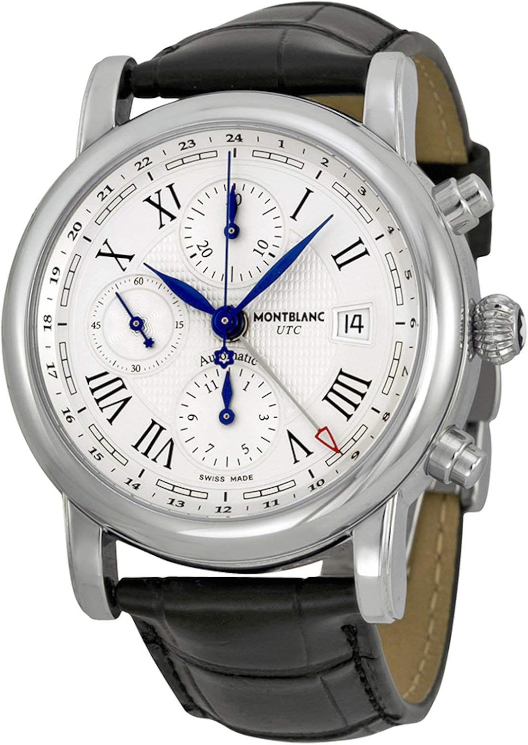 Montblanc Hombre 42 mm cronógrafo automático Negro Cuero Pulsera Reloj ...