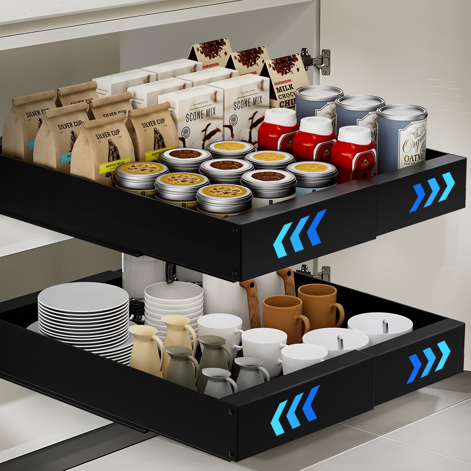 Maywise Expandable Pull Out Cabinet Organizer, 53cm Depth Pull Out ...