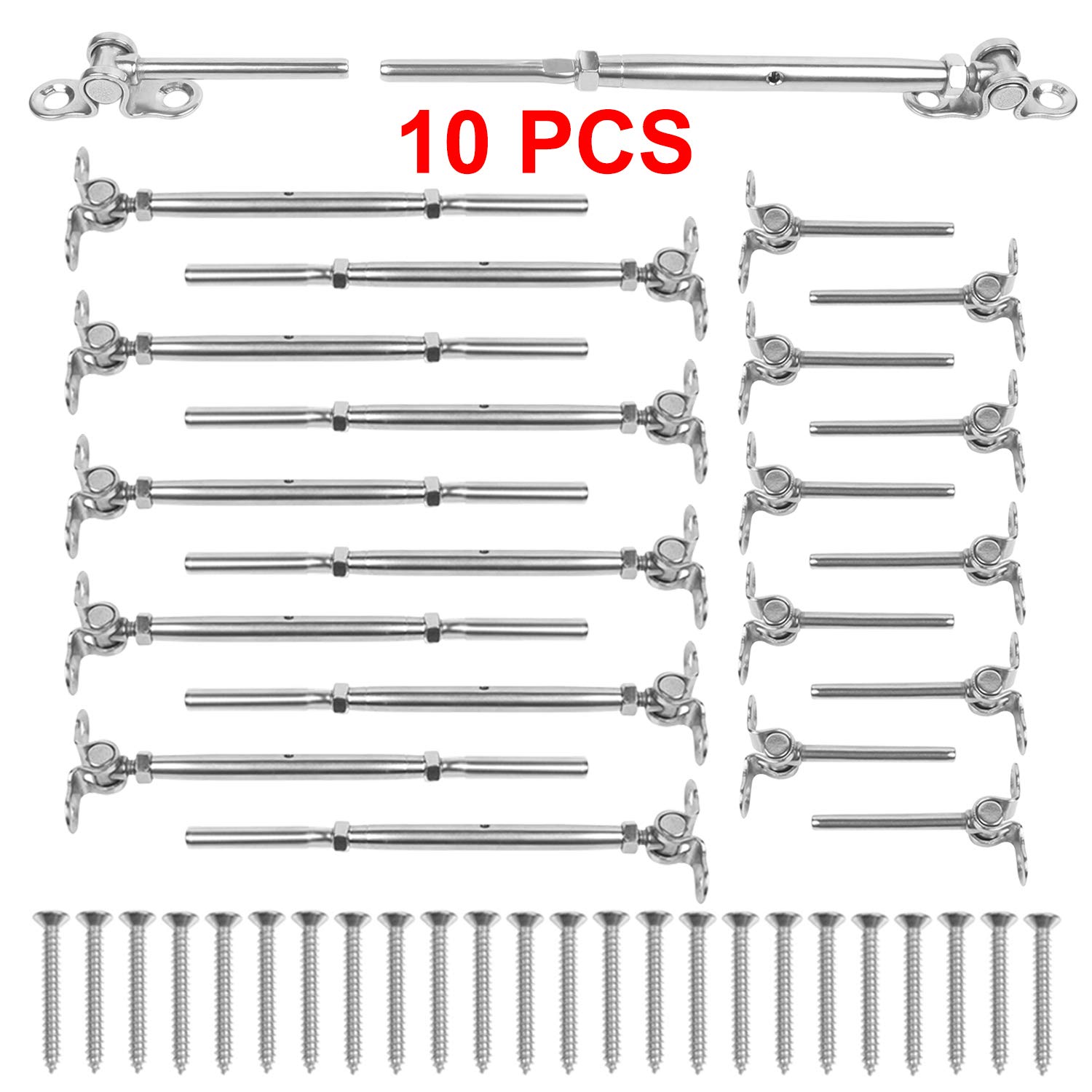 Buy BLIKA 10Pack 316 Stainless Steel Cable Railing Kits fit 3/16 ...