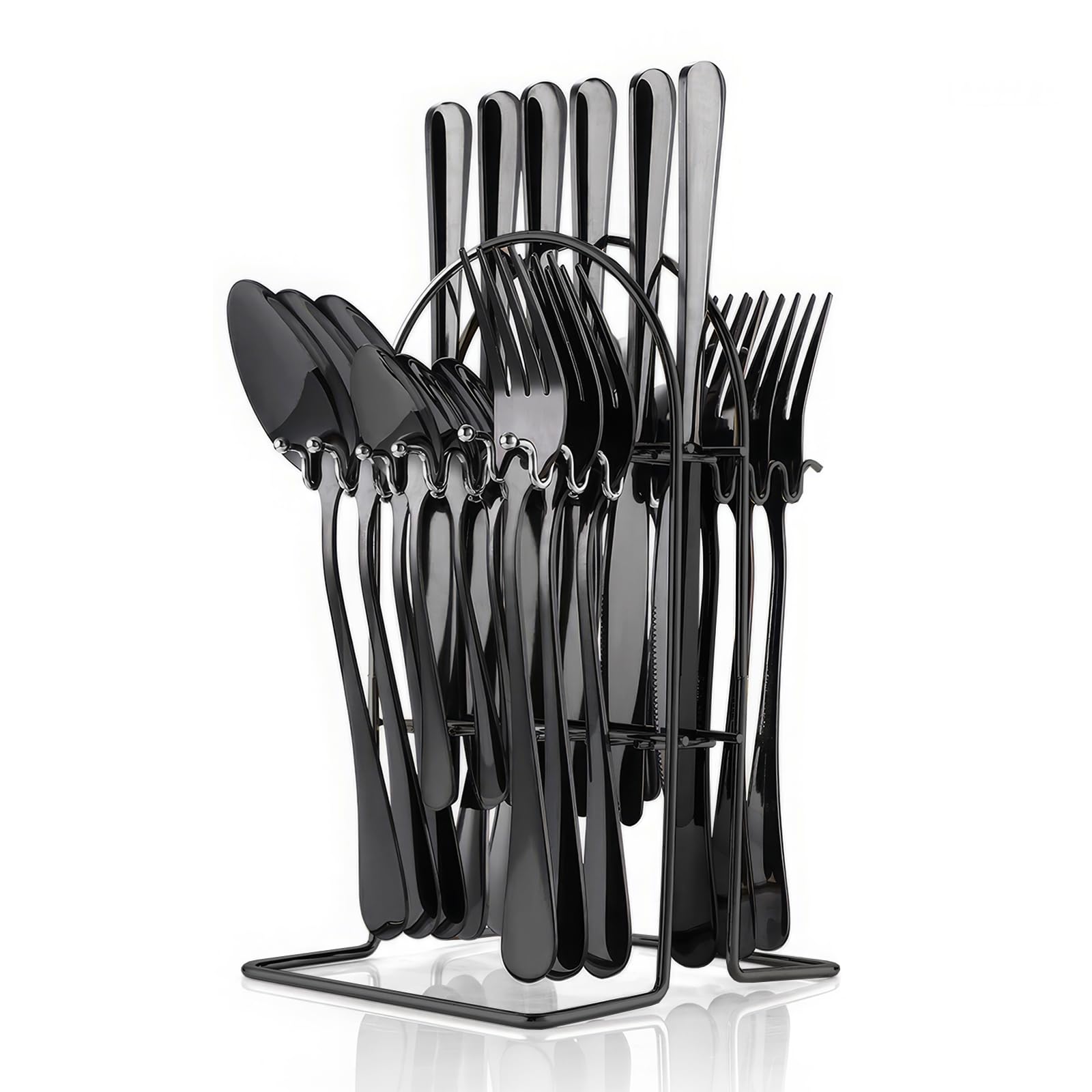 Flatware Set Rack,24 Piece Gilded Silverware Set with stand,Hanging ...