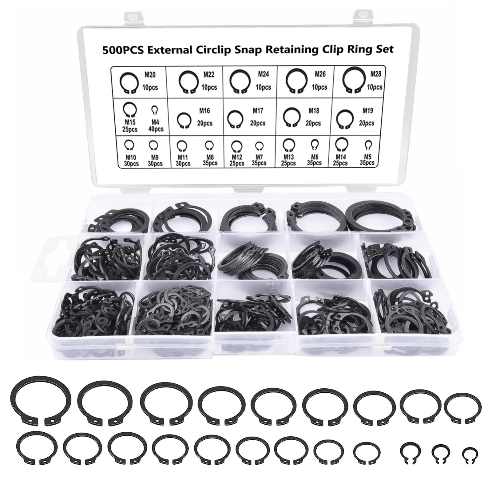 Mua Boatsea 500Pcs External Circlip Snap Retaining Clip Rings ...