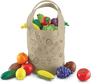 Learning Resources Fresh Picked Fruit & Veggie Tote, Pretend Play Food ...