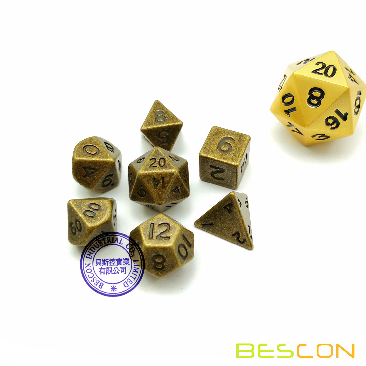 Amazon.com: Bescon 10MM Mini Solid Metal Dice Set Ancient Brass, Mini ...