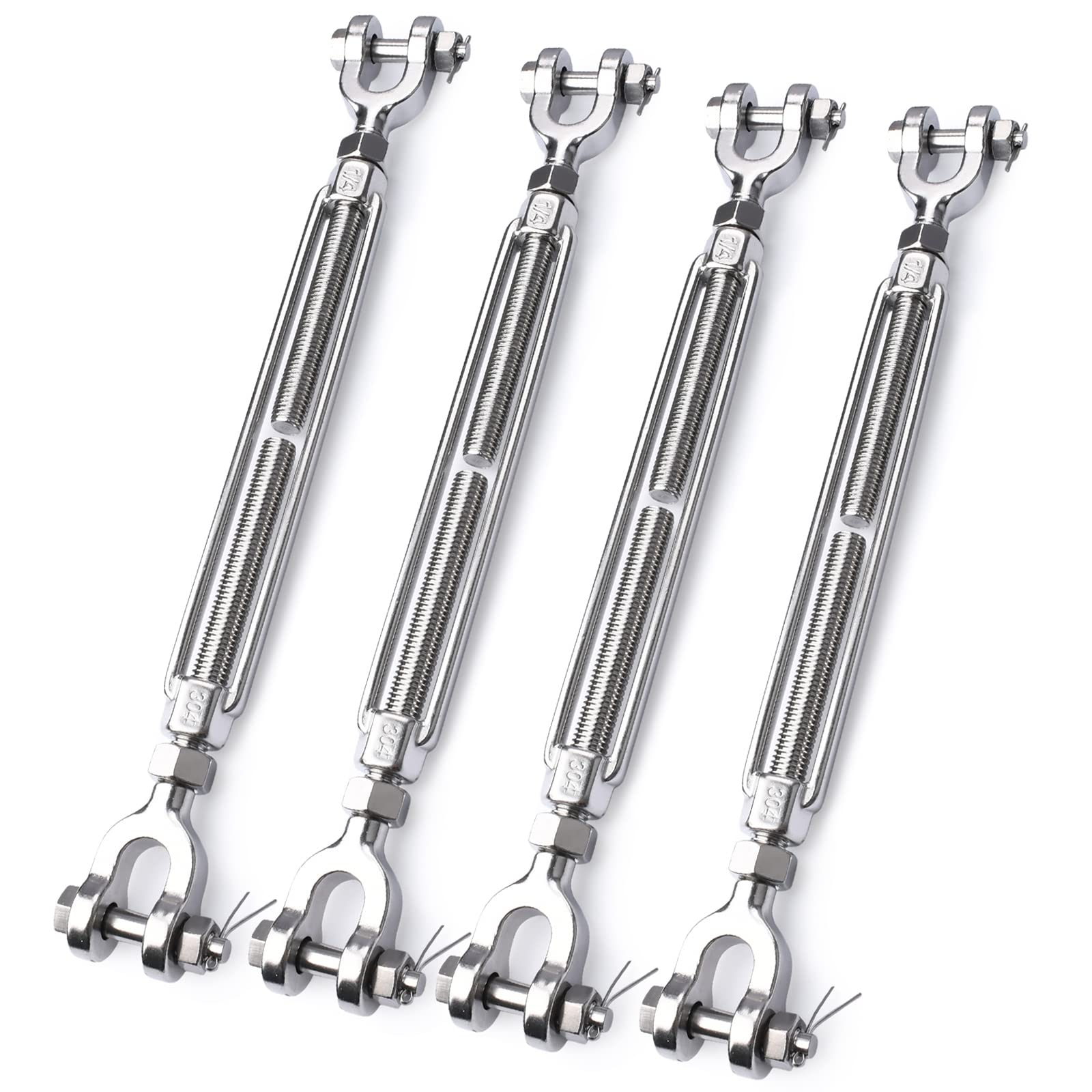 hannger 4 Pack Turnbuckle 1/4 M6 304 Stainless Steel Turnbuckle, 1600 ...