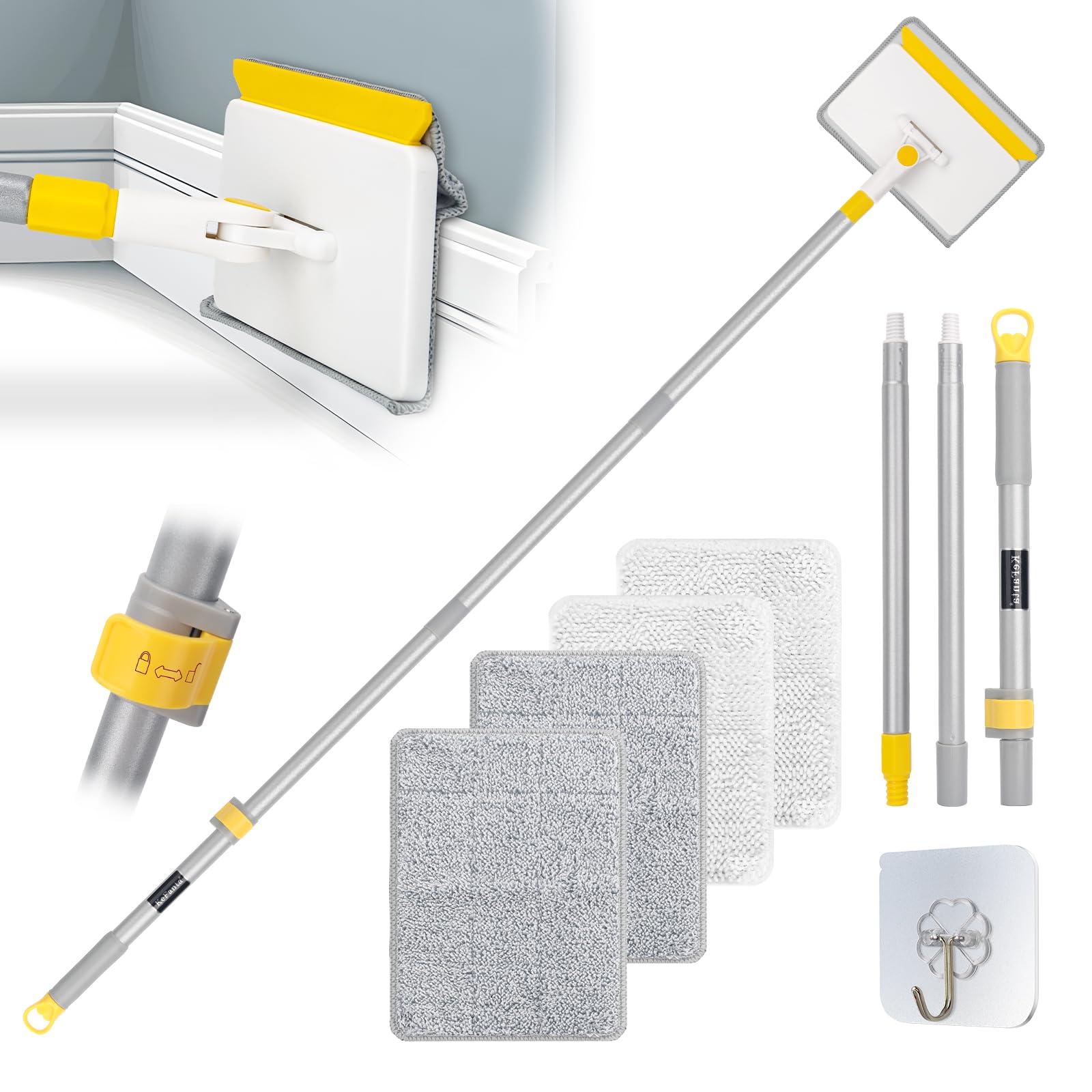 KeFanta Baseboard Cleaner Tool with Handle,55" Extendable Long Handle ...