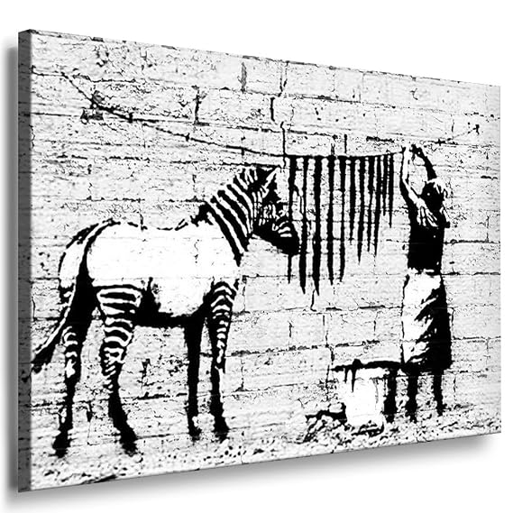 Amazon.de: Banksy " WASHING ZEBRA" # 9813 Kunst auf Leinwand Bild ...