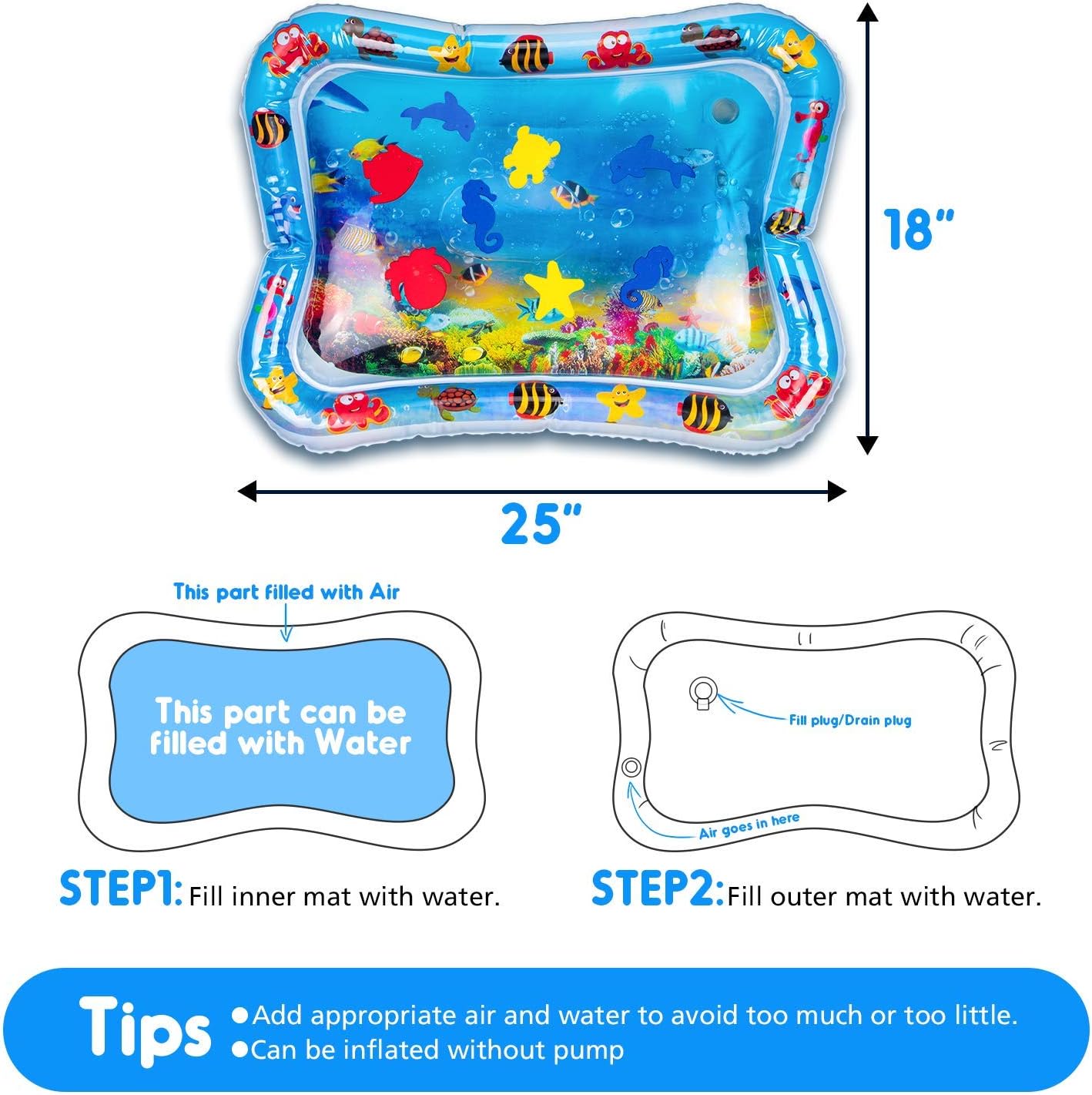 Ventvinal Kids Inflatable Water Mat, Baby Water Mat Fun Activity Play ...