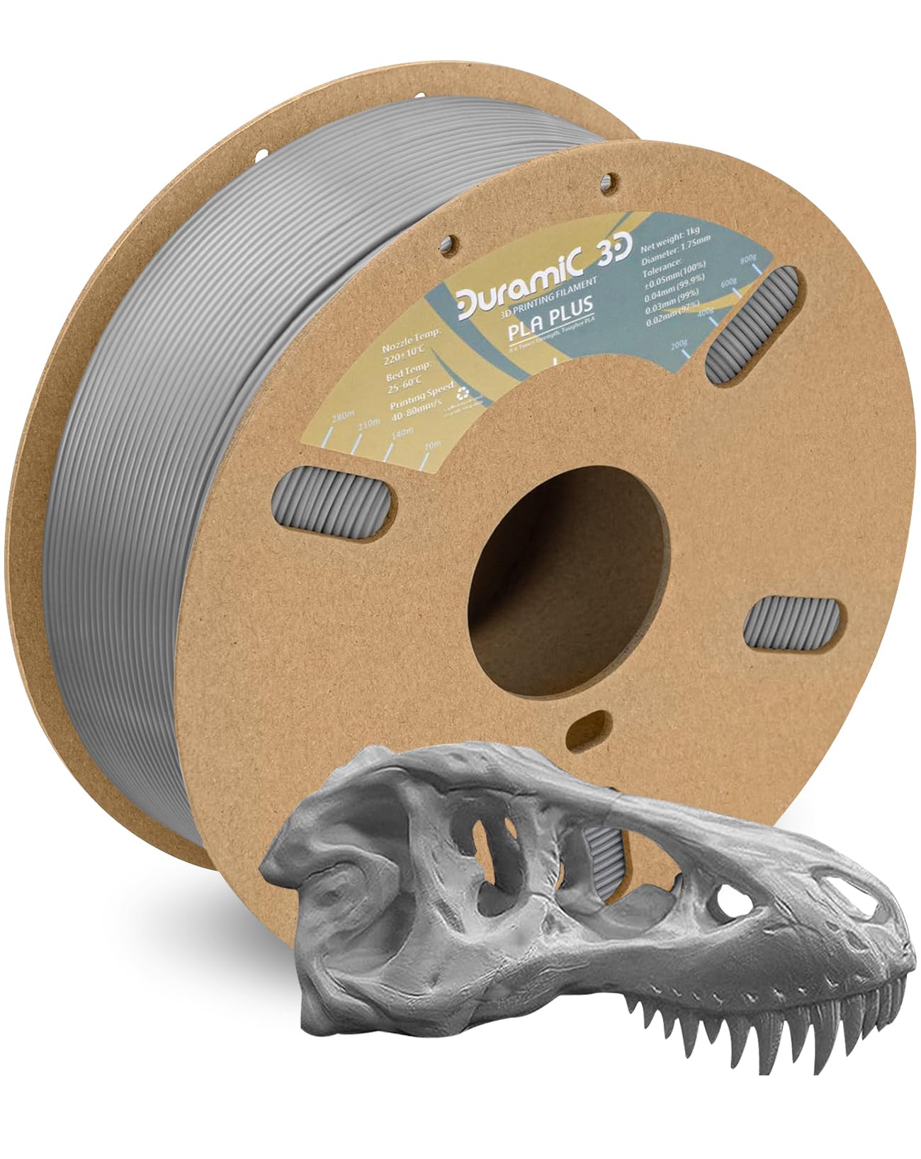 DURAMIC 3D PLA+ Filament 1.75mm 1Kg Gray, PLA Plus Filament 1Kg Spool(2 ...