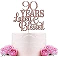 Amazon.com: WeBenison 90 Years Blessed & Loved Cake Topper 90th Birthday Cake Topper Marriage ...