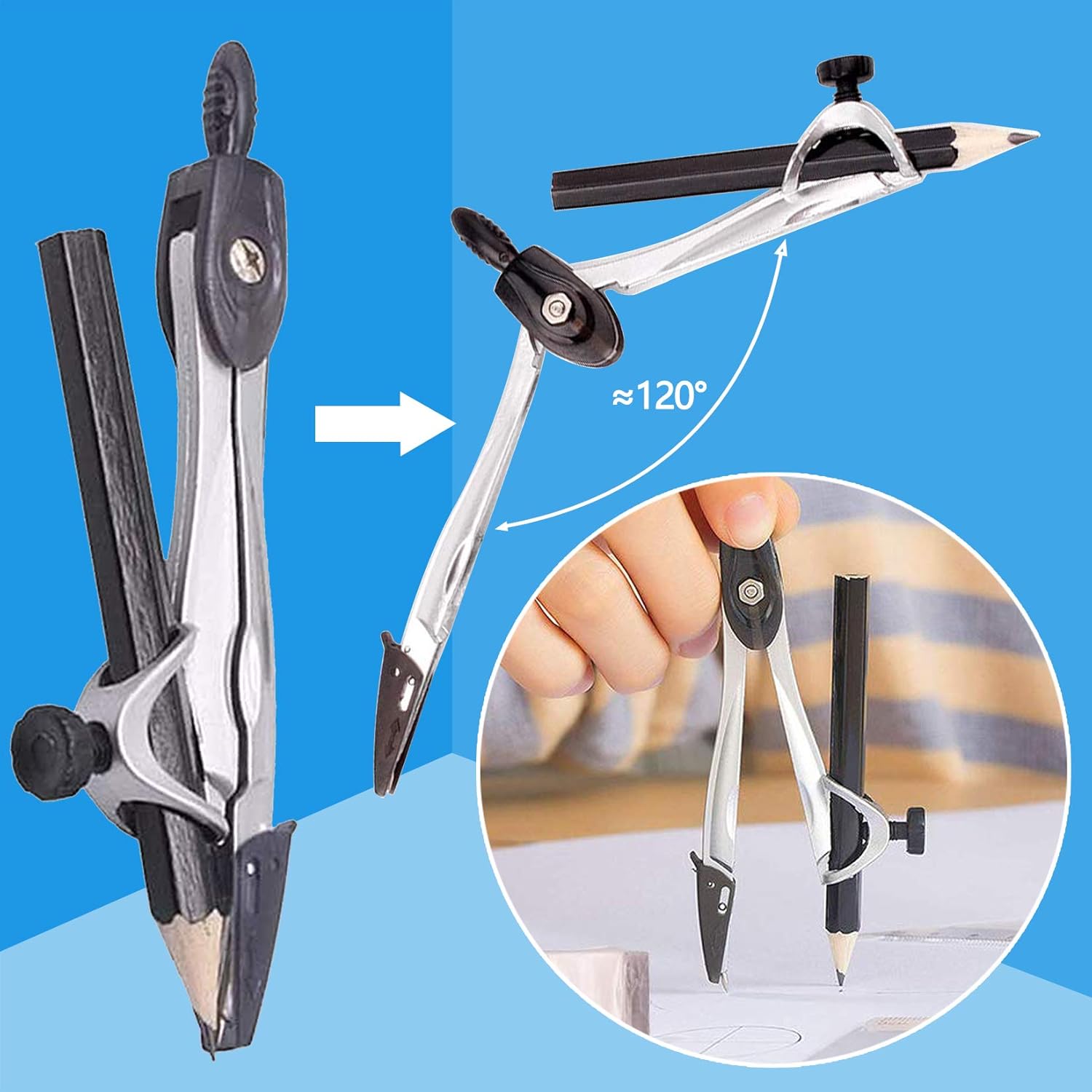 Akuoly Drafting Compasses Set Geometry Compass with Pencil, Set Squares ...