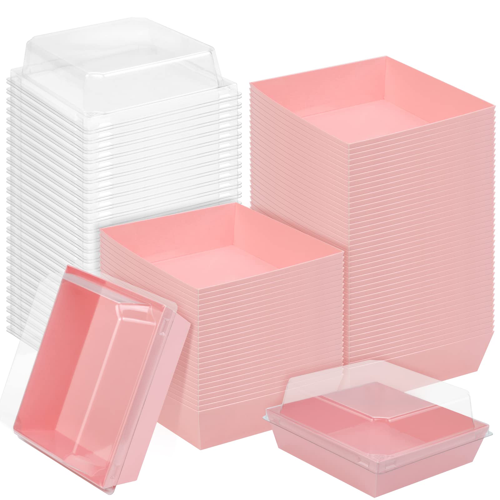 Mua Cmkura 50 Pack 5" Square Pink Paper Food Containers Bakery Boxes ...