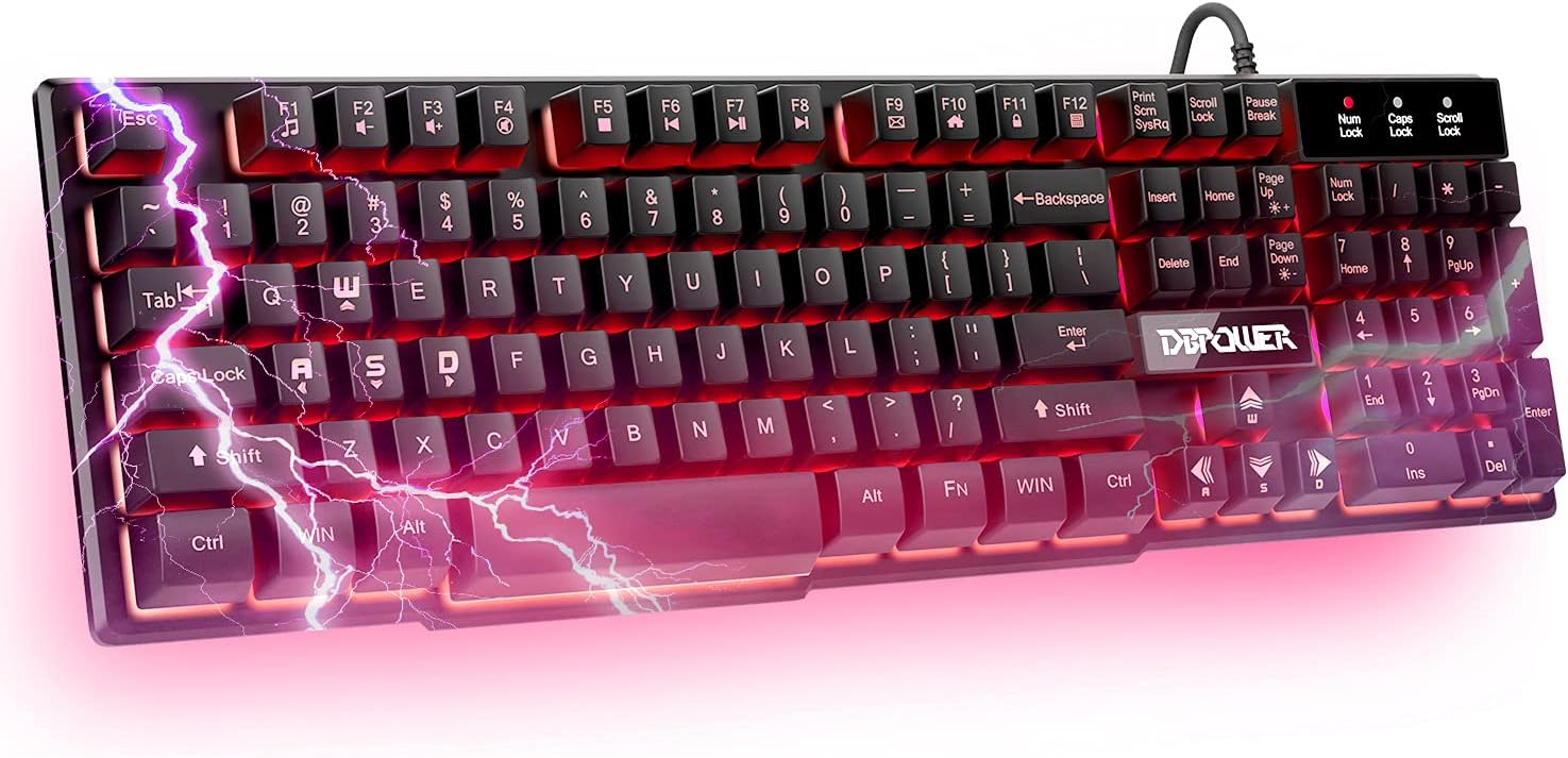 DBPOWER Three Colors Backlit LED Keyboard for Gaming, Office Device ...