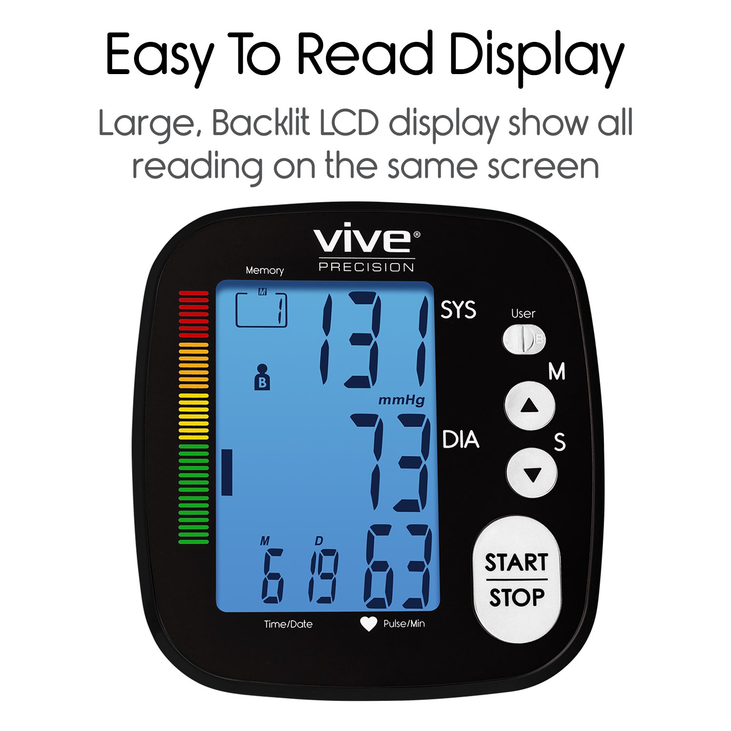 Vive Precision Blood Pressure Machine Heart Rate Monitor Automatic 