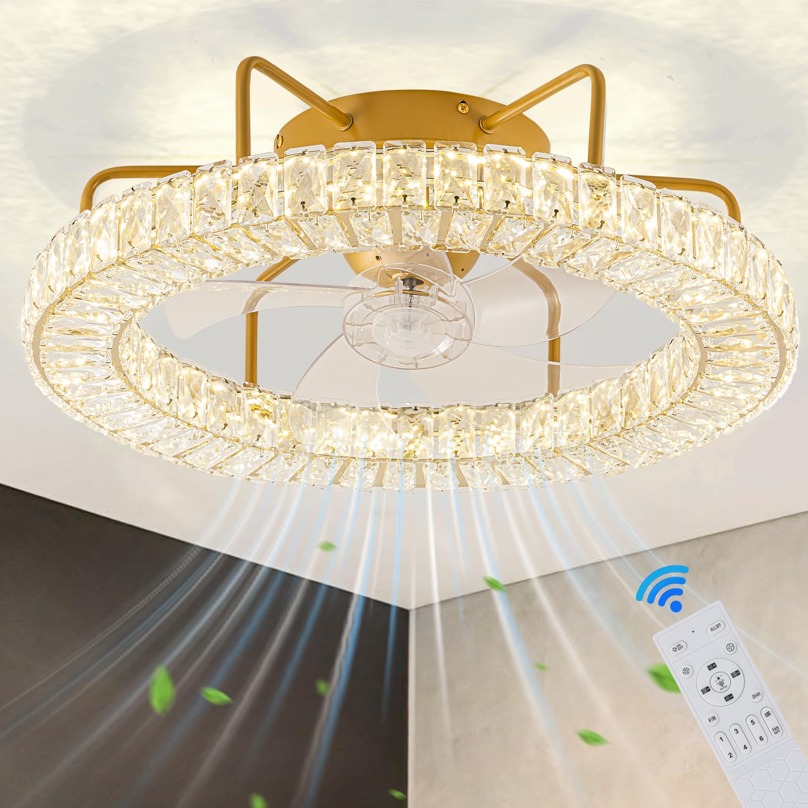 ***MISSING REMOTE CONTROL***Zswanbei D21 Inch Fandelier 360 Degree ...