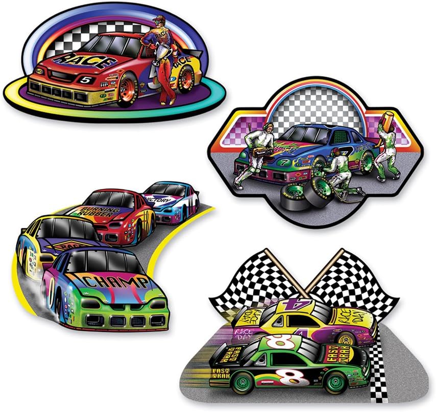 Amazon.com: Race Car Cutouts Party Accessory (1 count) (4/Pkg): Toys ...
