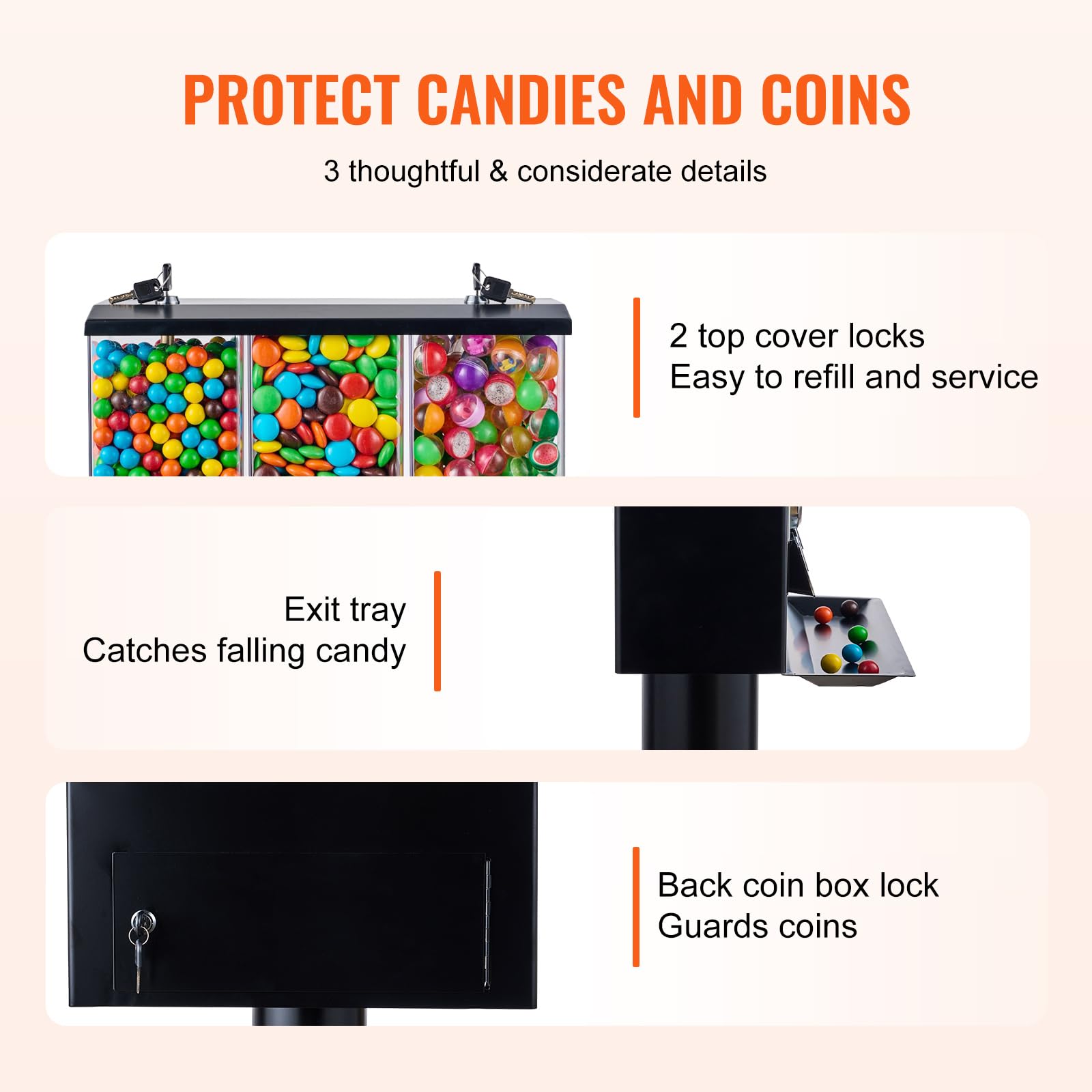 Mua VEVOR Commercial Vending Machine, Triple Compartment Candy ...