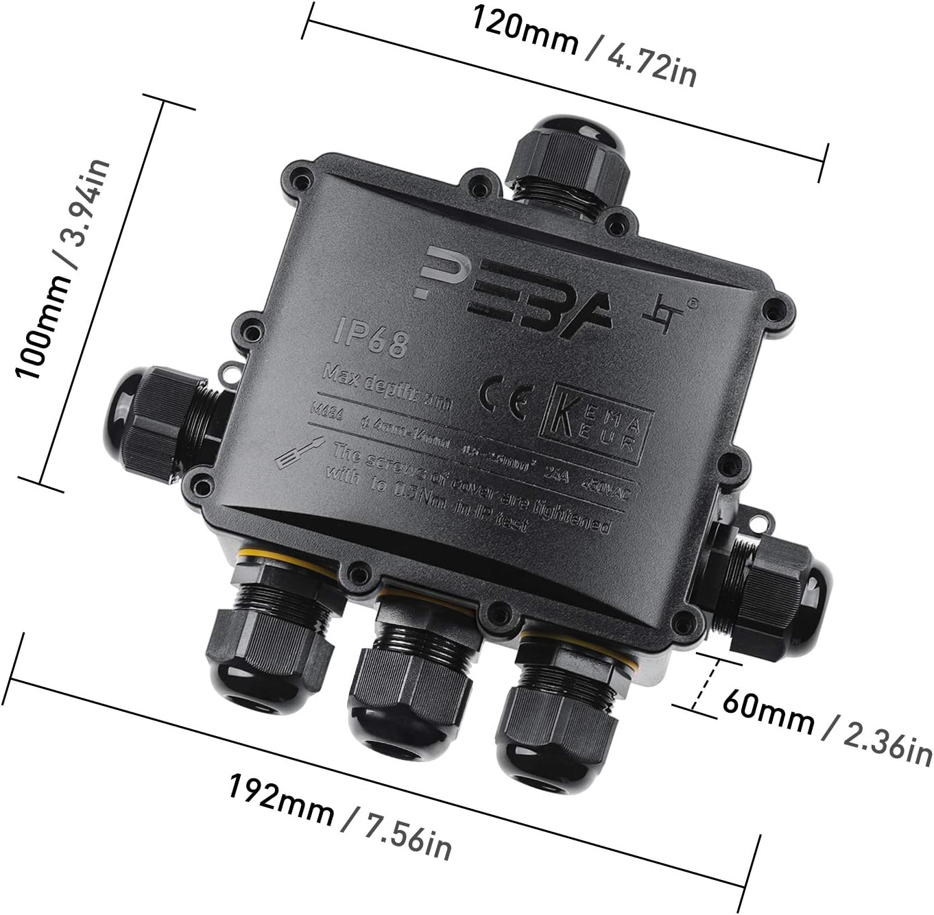 PEBA Waterproof Junction Box IP68 6 Way Outdoor Electrical Connector ...
