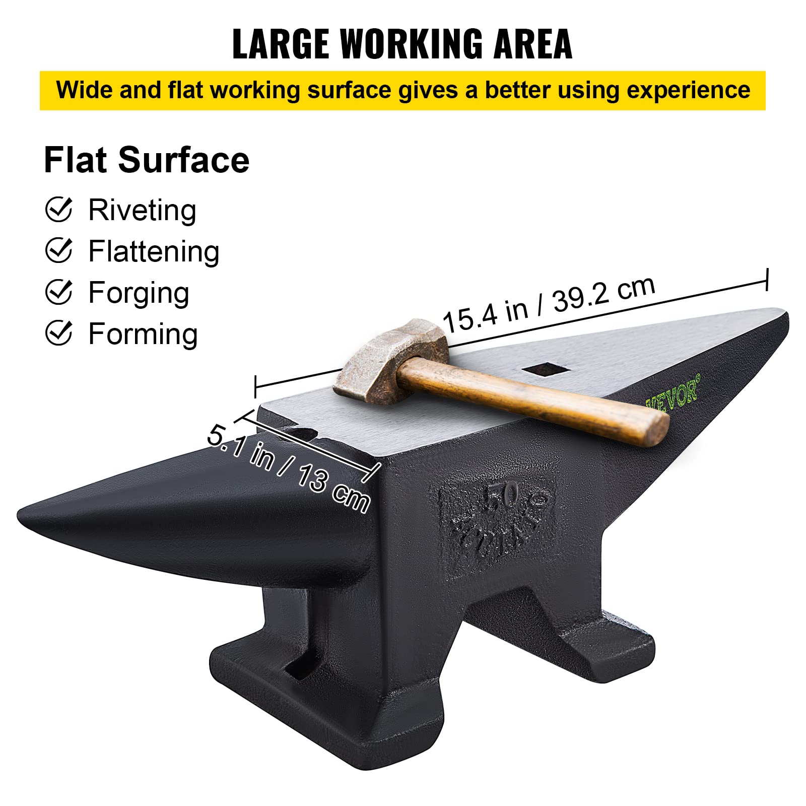 Mua VEVOR Cast Iron Anvil, 110 Lbs(50kg) Single Horn Anvil with Large ...