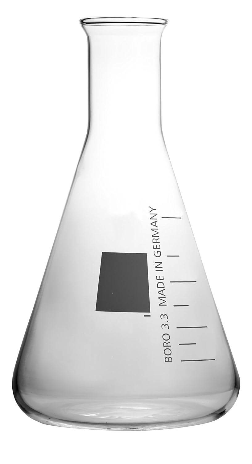 Erlenmeyer flask 500ml, narrow neck with graduations and beaded rim ...