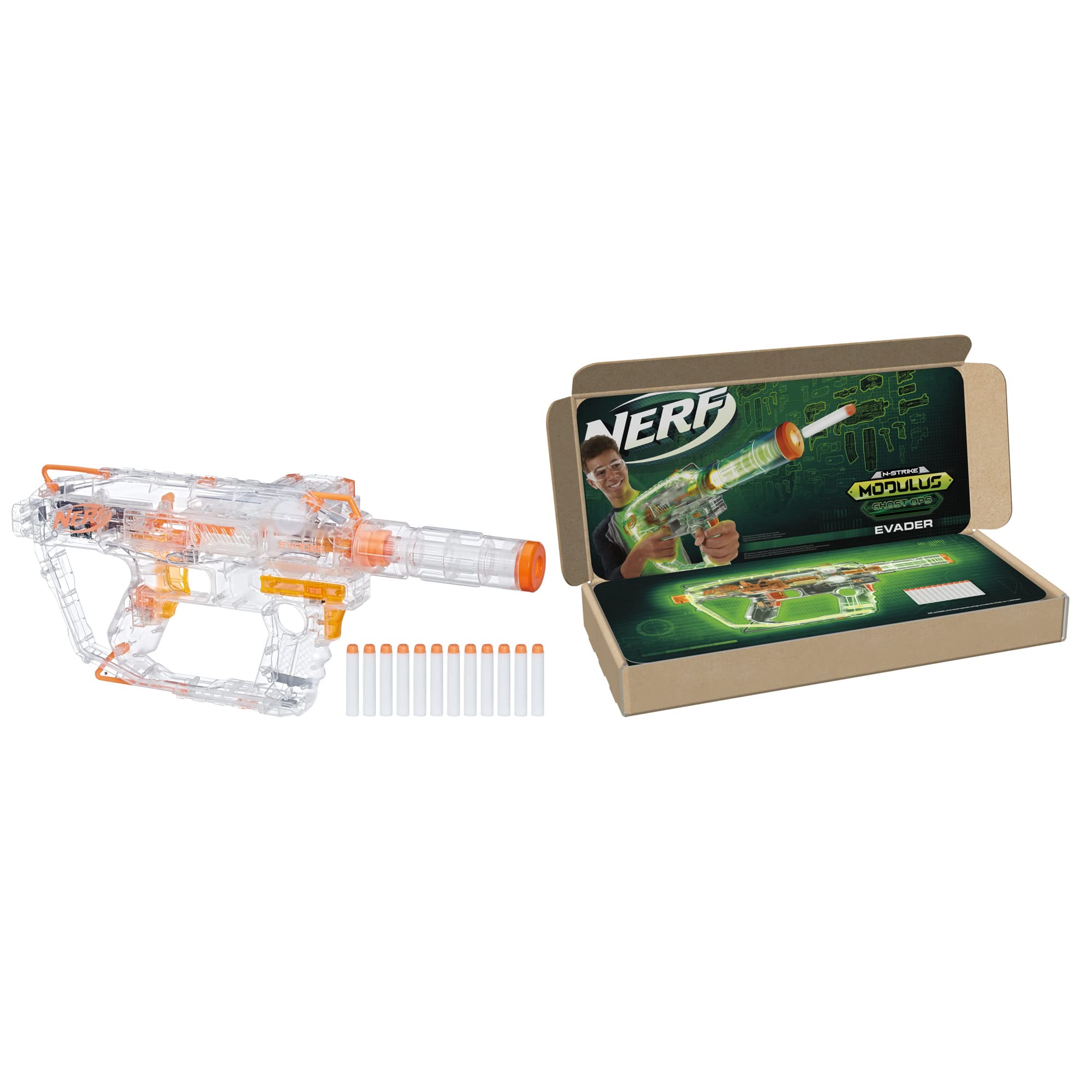 Mua Nerf Modulus Ghost Ops Evader Motorized Blaster - Light-Up See-Through Blaster and Barrel ...