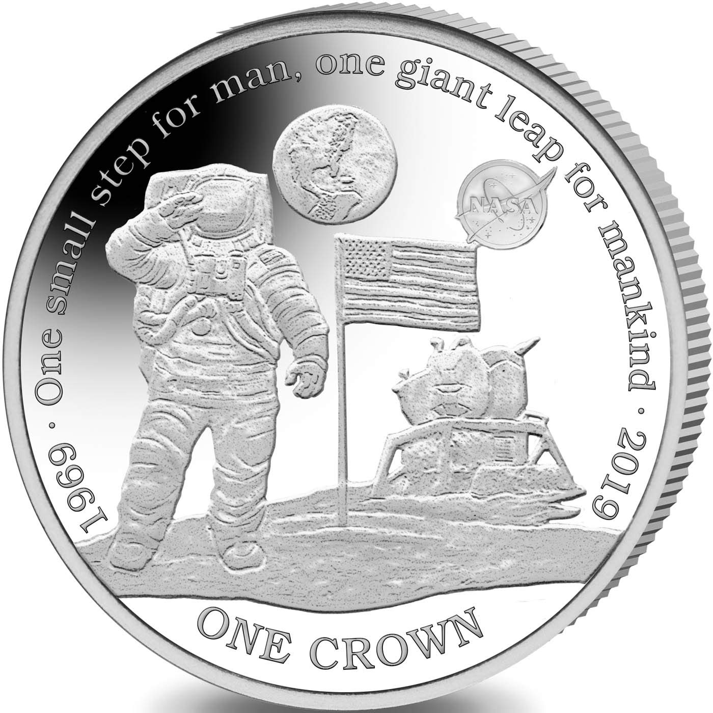 Buy FIRST MAN ON MOON COIN - 50th Anniversary of Apollo 11 - PROOFLIKE ...