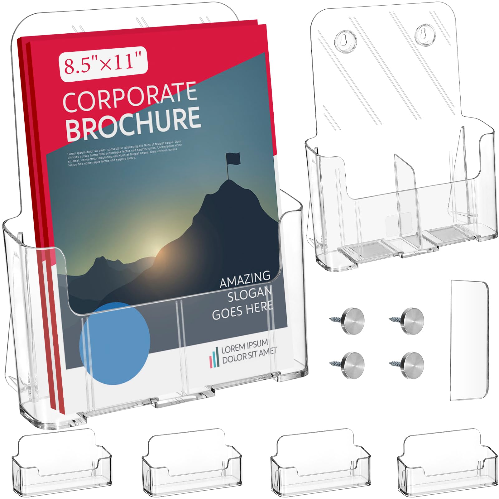 Mua Acrylic Brochure Holder for Desk and Wall Mount, 2 Pack Clear Flyer ...