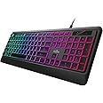 Amazon.com: Fiodio Rainbow Membrane Gaming Keyboard, Quiet Wired ...