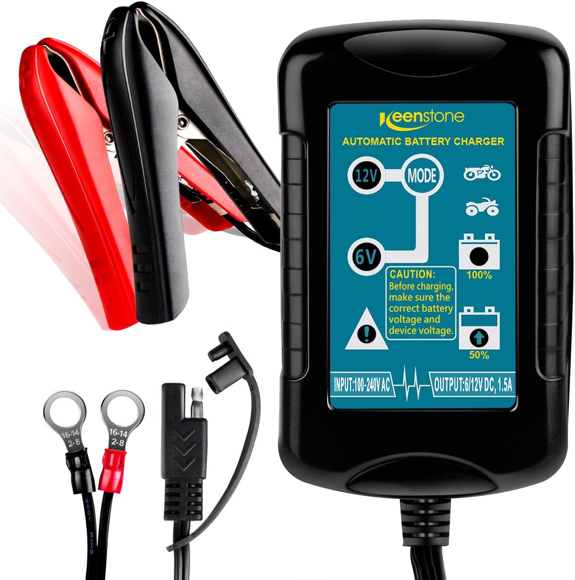 Keenstone - Caricabatteria e Mantenitore di Carica per Auto Moto, 6V ...