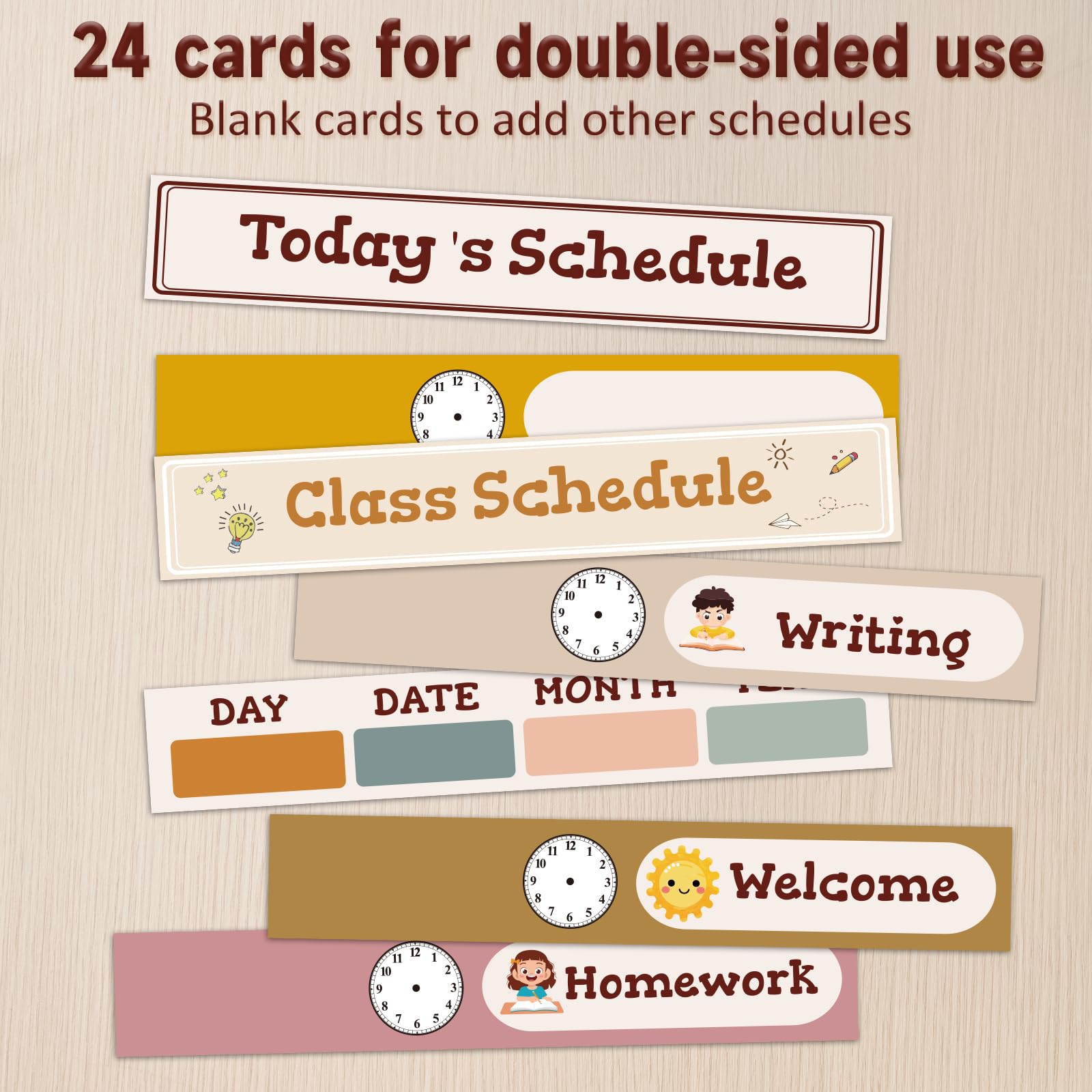 Mua Jercecy Boho Daily Schedule Pocket Chart for Classroom with 24 ...