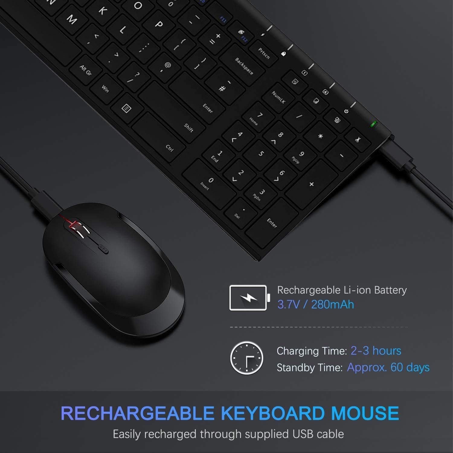Jelly Comb Wireless Keyboard and Mouse Combo, 2.4G Wireless ...