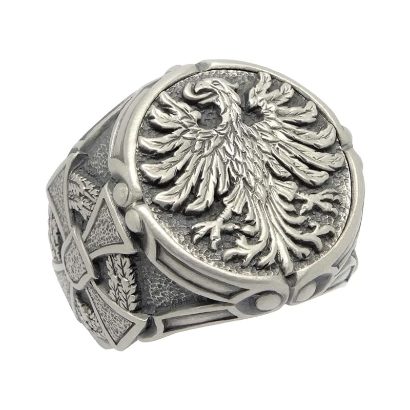 Amazon.com: German eagle sterling silver 925 biker cross mens ring ...