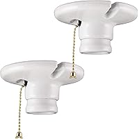 UltraPro Porcelain Lampholder with Pull Chain, 2 Pack, Medium Base ...