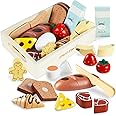 Amazon.com: Smartwo Wooden Bakery Toy Food Breakfast Set for Kids ...