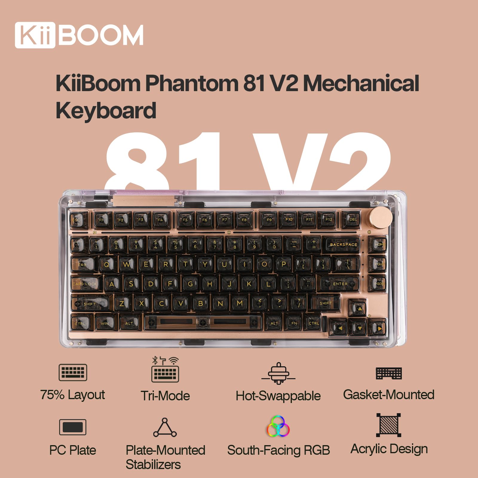 Mua KiiBoom Phantom 81 75% Transparent Mechanical Gaming Keyboard, Hot ...