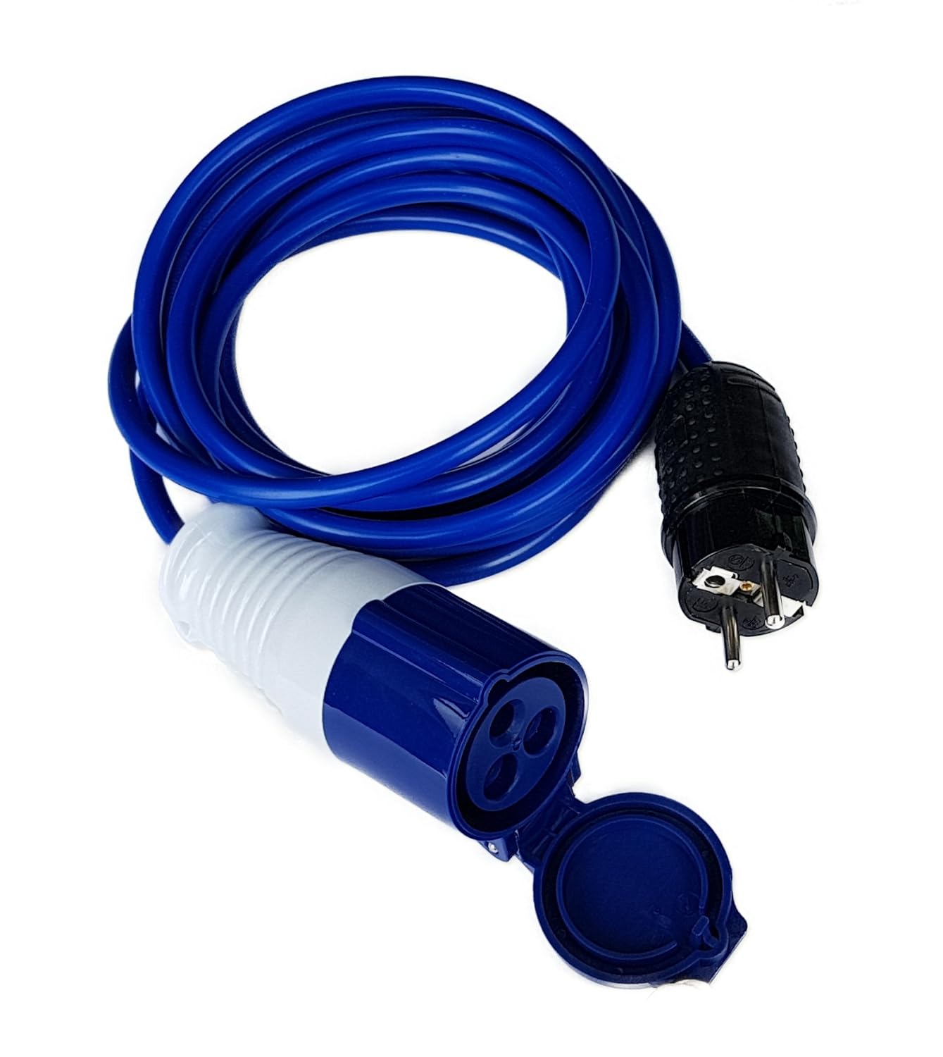 CEE 7/4 7/7 Type E/F schuko plug to Blue UK 16A Power Hookup Cable ...
