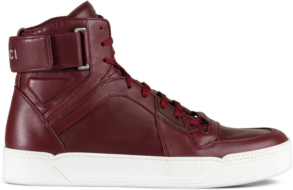 Amazon.com | Gucci Men's Red GG Soft Leather High Top Sneakers Shoes ...