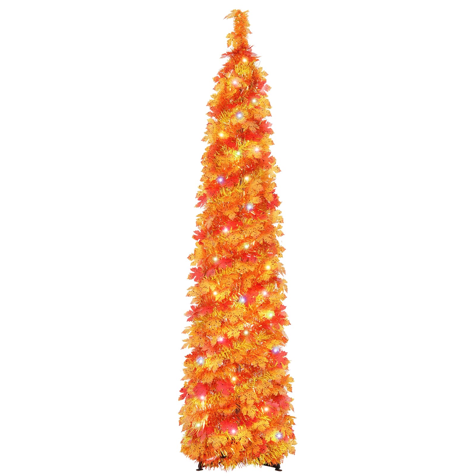 MACTING 5FT Fall Tree with Lights, Pop Up Fall Lighted Tree Easy ...