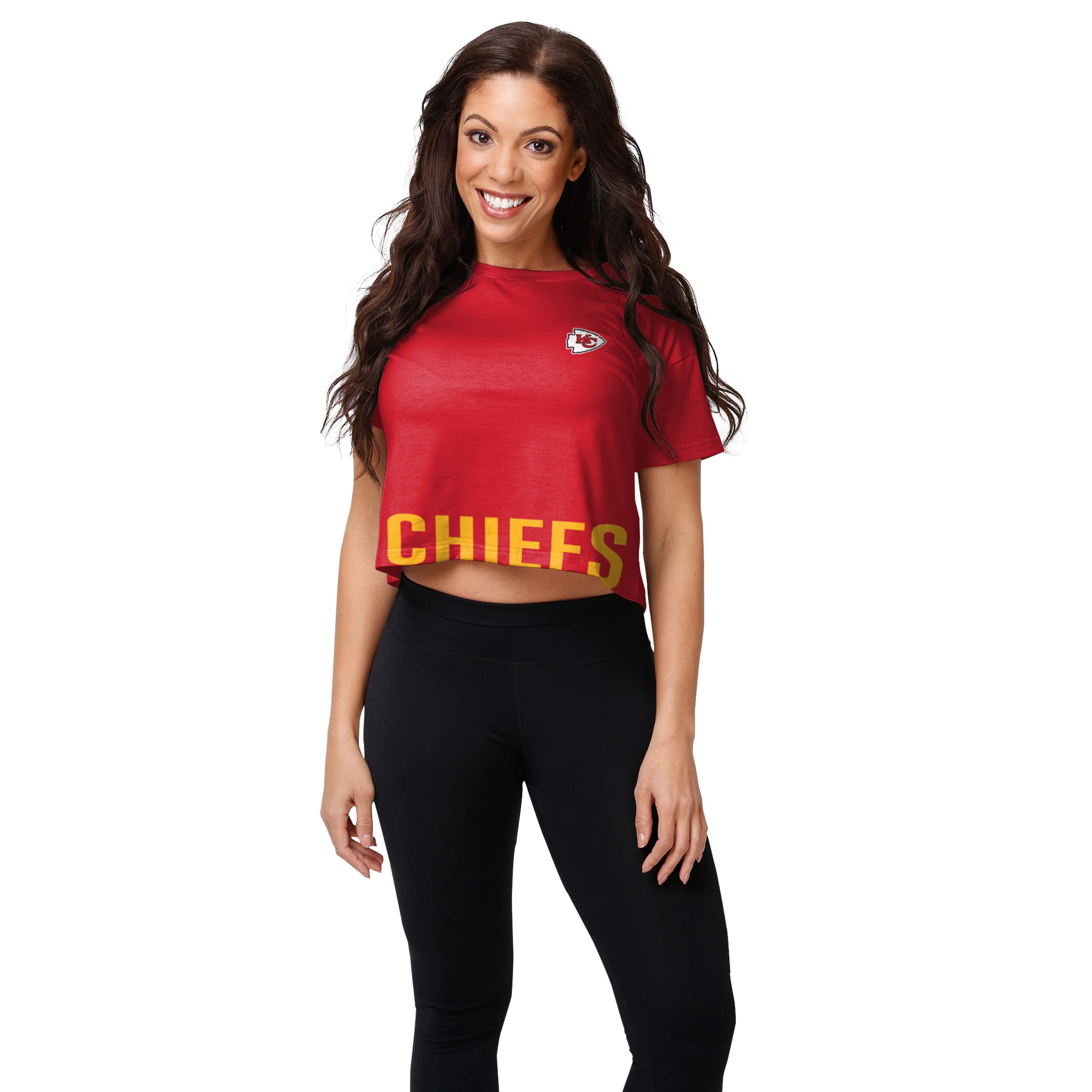 FOCO Women's NFL Team Logo Ladies Fashion Crop Top Shirt, Bottom Line ...