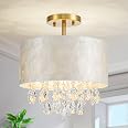 Gold Capiz Drum Flush Mount Ceiling Light