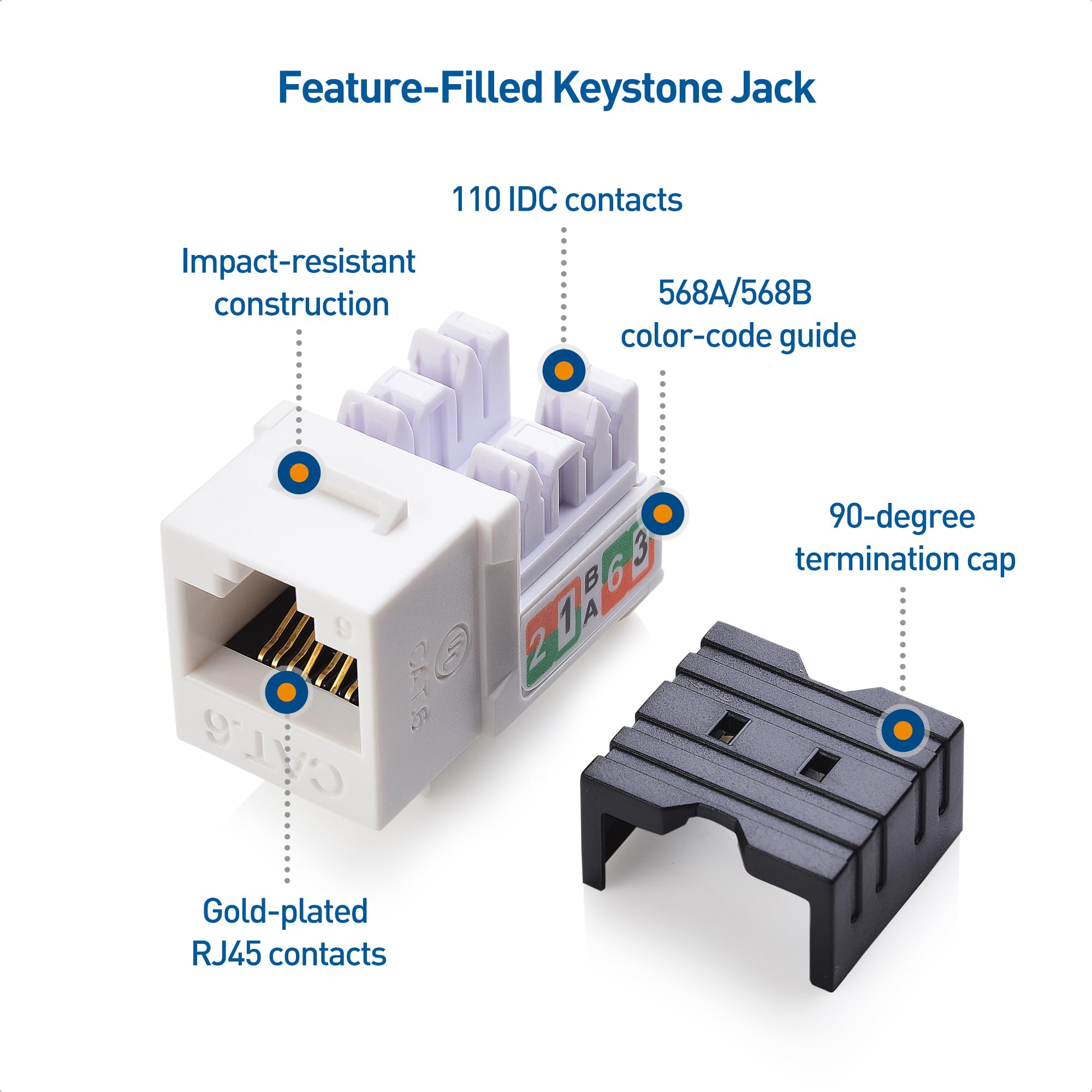 Mua UL Listed 25-Pack Slim Profile 90 Degree Cat 6, Cat6 RJ45 Keystone ...