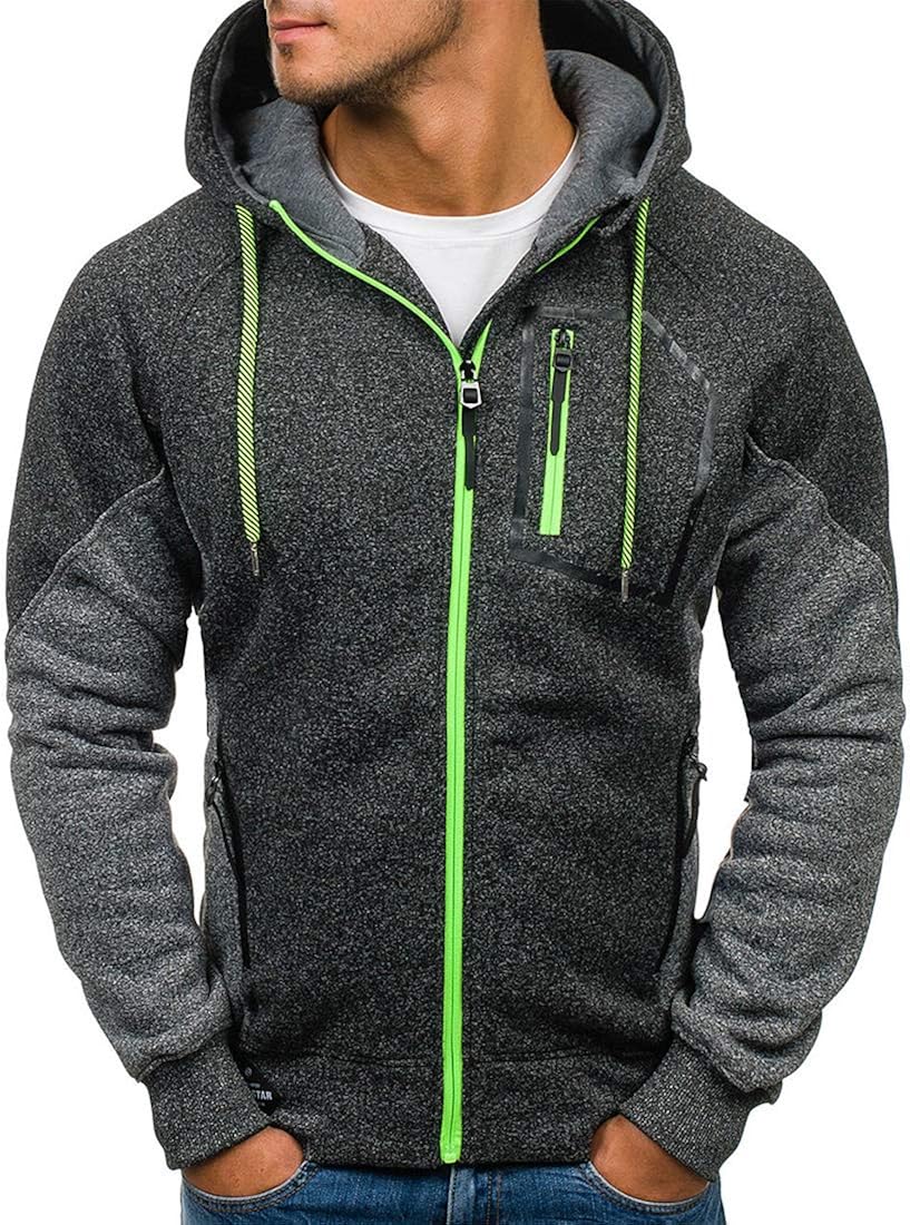 PRJN Sweat à capuche doublé en coton pour homme avec fermeture éclair ...