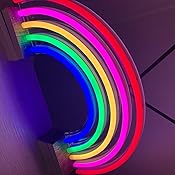 Isaac Jacobs 15” x 7.5” inch LED Neon ‘Multi-Colored Rainbow’ Wall Sign ...