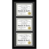 Amazon.com: Triple Diploma Frame Horizontal Certificate Frames Document ...
