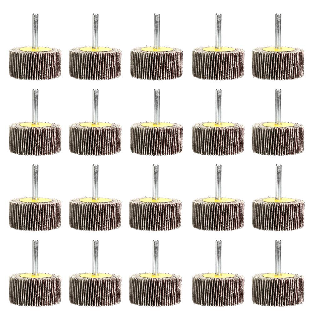 20PCS Flap Wheels Set,1.6”X 1”X1/4”Sanding Sandpaper Flap Wheel Disc 40 ...