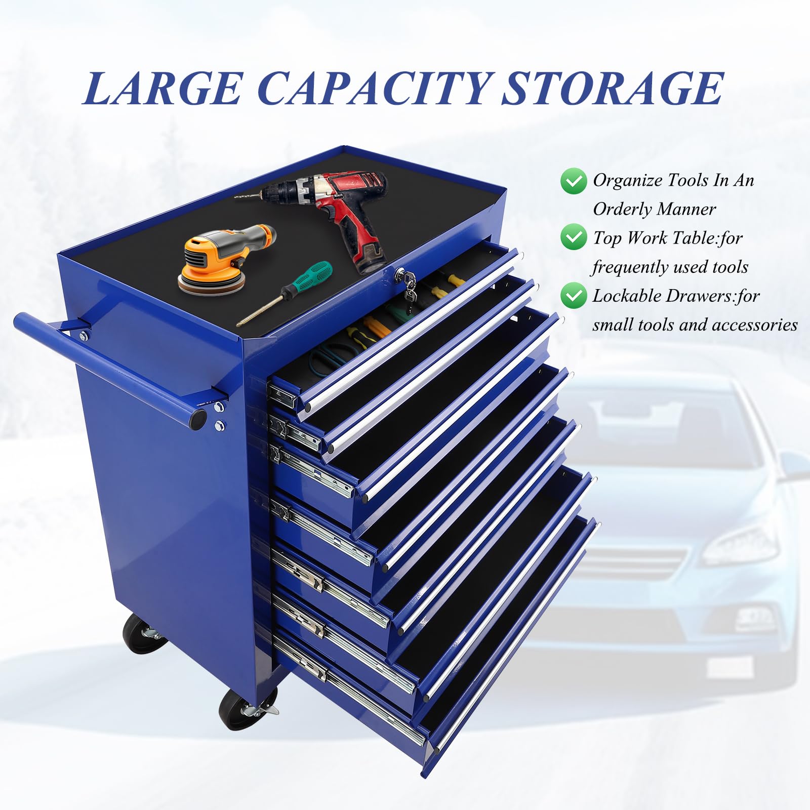 Mua Tool Cart With Drawers,7 Drawers Locking Rolling Tool Chest with ...