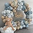 Amazon.com: Blue Balloon Arch Kit, 132Pcs Dusty Light Baby Blue Balloons Garland with Brown ...